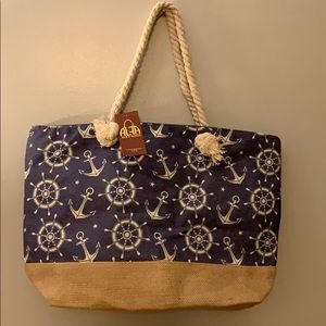 Bags | Blue Tote Anchor Boating Beach Tote Zip | Poshmark